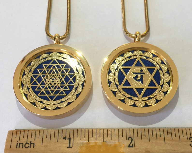 Gold Sri Yantra and Heart Chakra Aromatherapy Double Sided - Etsy