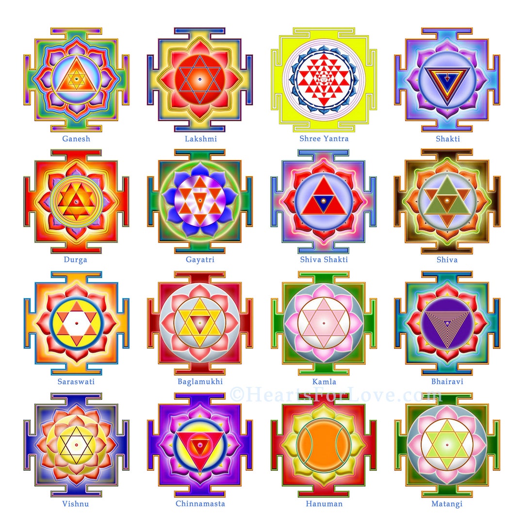 Unique Array of 16 Powerful Yantras. One Professional Quality Fine Art ...