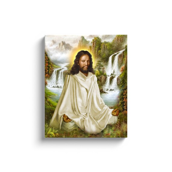 Jesus Christ Meditating In Nature. Fine Art Print Canvas | Etsy