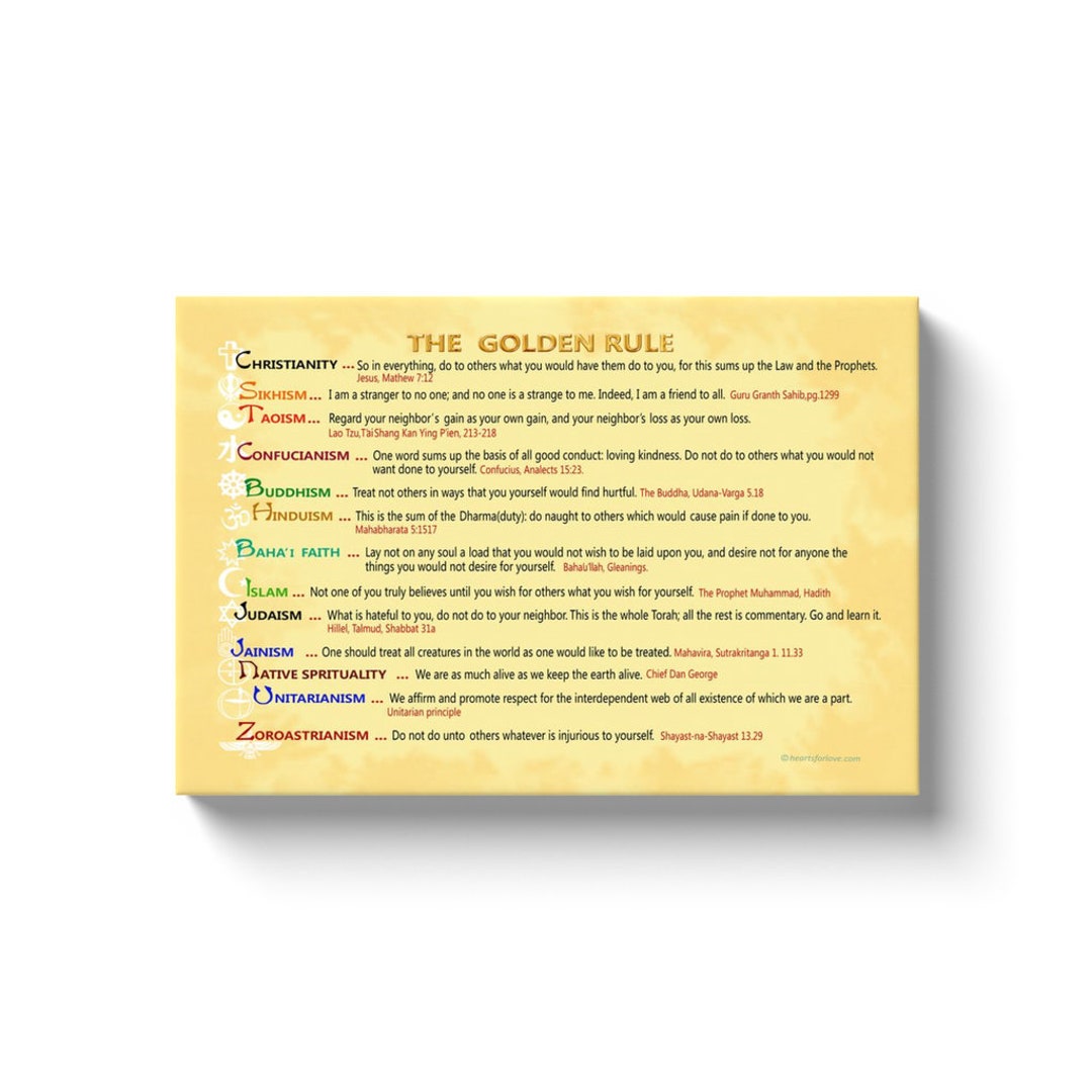 The Golden Rule of Religions and Philosophies Worldwide. Canvas Wrap ...