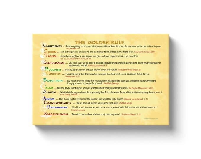 The Golden Rule of Religions and Philosophies Worldwide. Canvas Wrap ...