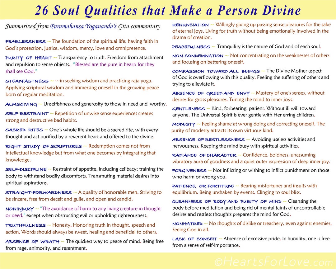 26 Qualities That Make a Person Divine, Summary of Yogananda's Words ...
