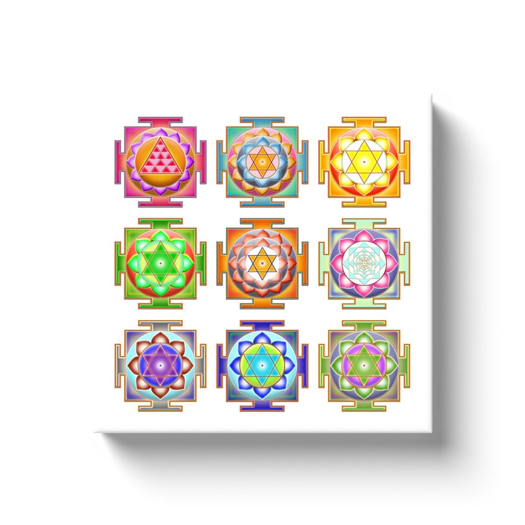 Navagraha Yantra, the Nine Planets Yantra. Fine Art Print on Canvas, up ...