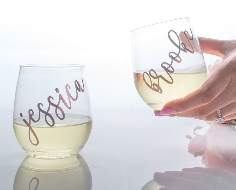 Personalized Name Plastic Stemless Wine Glass Flexible And Etsy