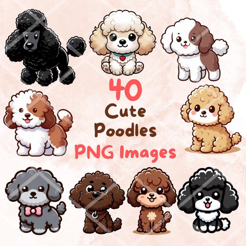 Cartoon Black Poodle - Etsy