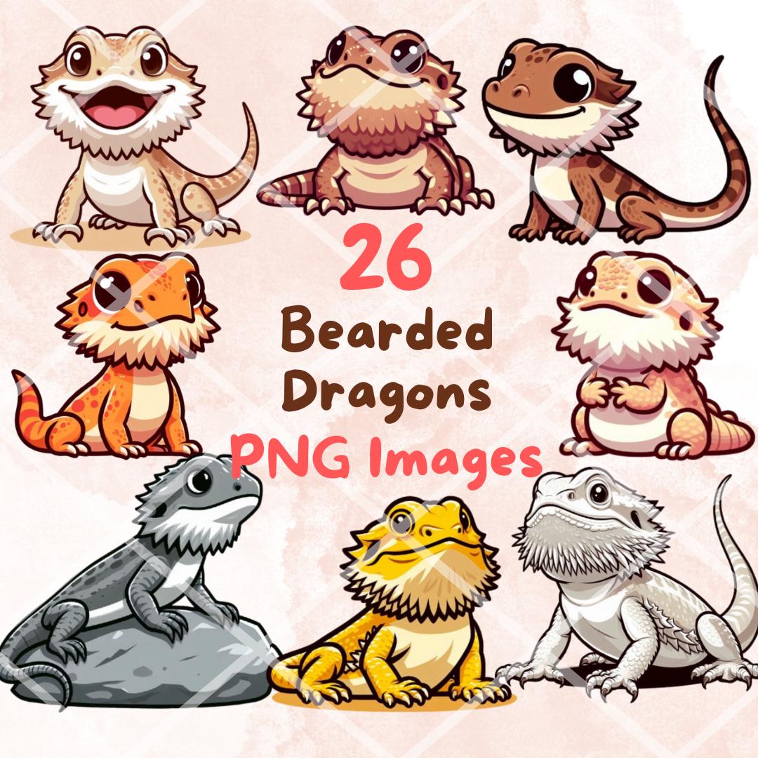 Kawaii Cute Bearded Dragons Clipart Bundle #1, 26 PNG Clipart ...