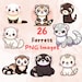 Kawaii Ferret Clipart Bundle, 26 Cute Cartoon PNG Stickers (digital ...