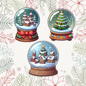 Kawaii Cute Christmas Snow Globes Bundle #1, 12pcs PNG Clipart ...