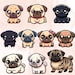 Kawaii Cute Pugs Dog Bundle, 27pcs PNG Clipart, Transparent Background ...
