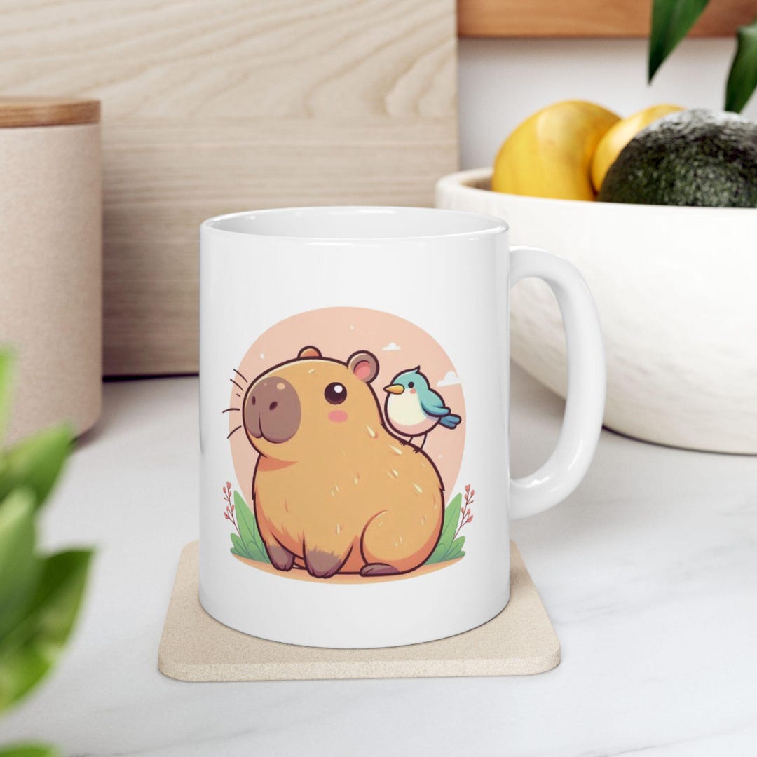 Kawaii Capybara Ceramic Mug, Cute Cartoon White Coffee Cup for Dog ...