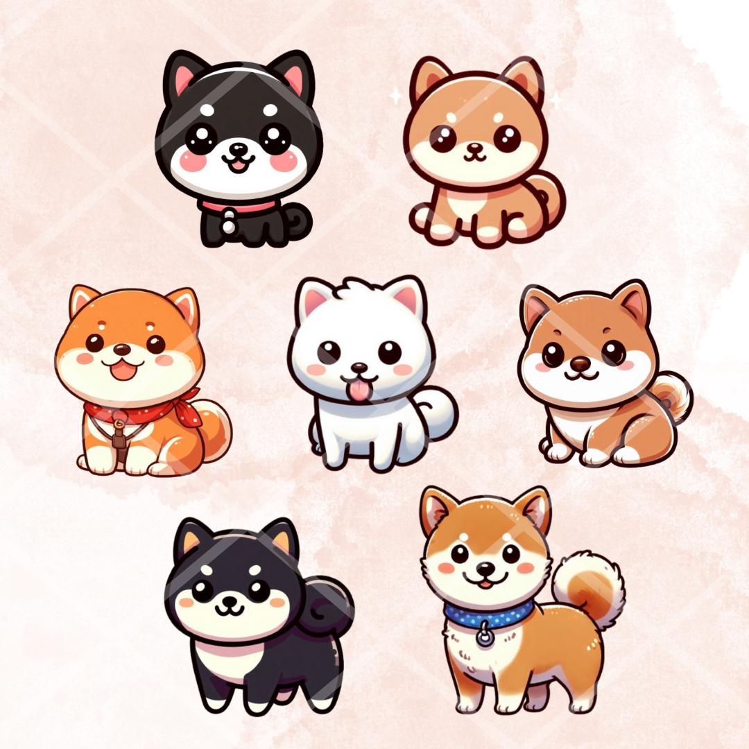 Kawaii Cute Shiba Inu Dog Bundle, 22pcs PNG Clipart, Transparent ...
