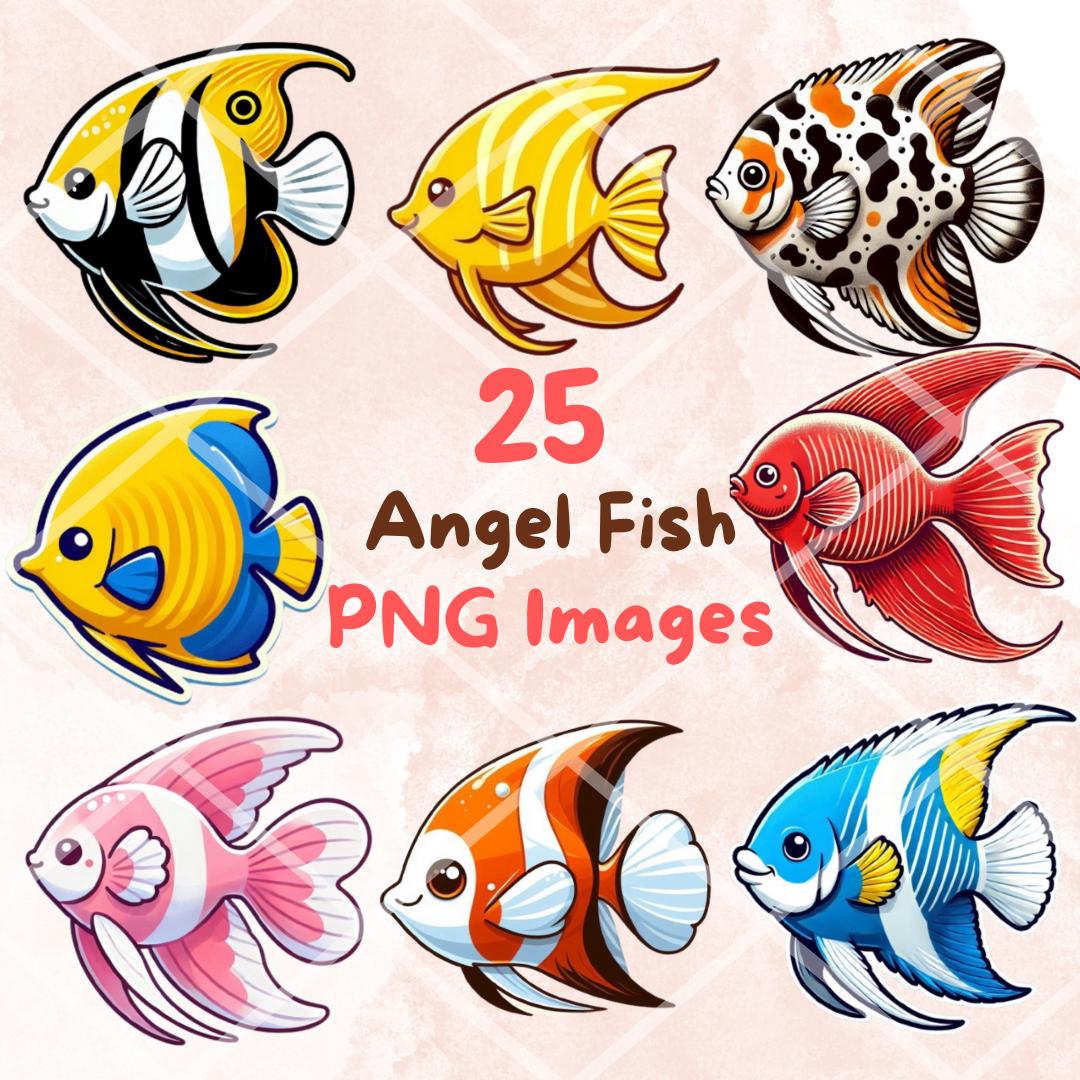 Kawaii Angel Fish Clipart Bundle: Colorful Cartoon PNG Stickers ...