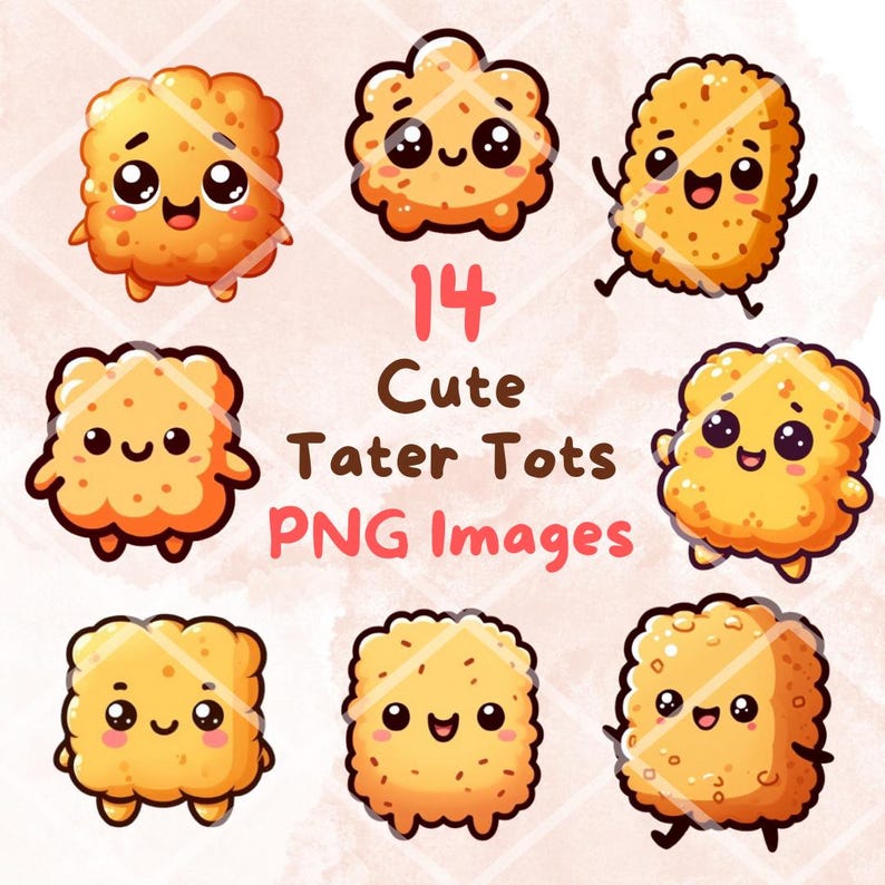Kawaii Cute Tater Tots, 14 PNG Clipart, Transparent Background, Cartoon ...