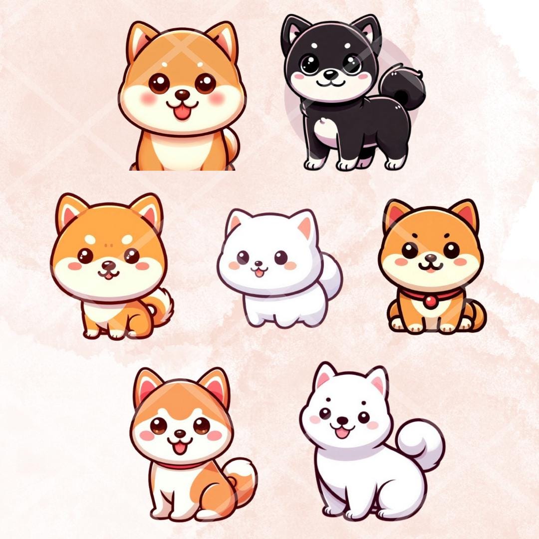 Kawaii Cute Shiba Inu Dog Bundle, 22pcs PNG Clipart, Transparent ...