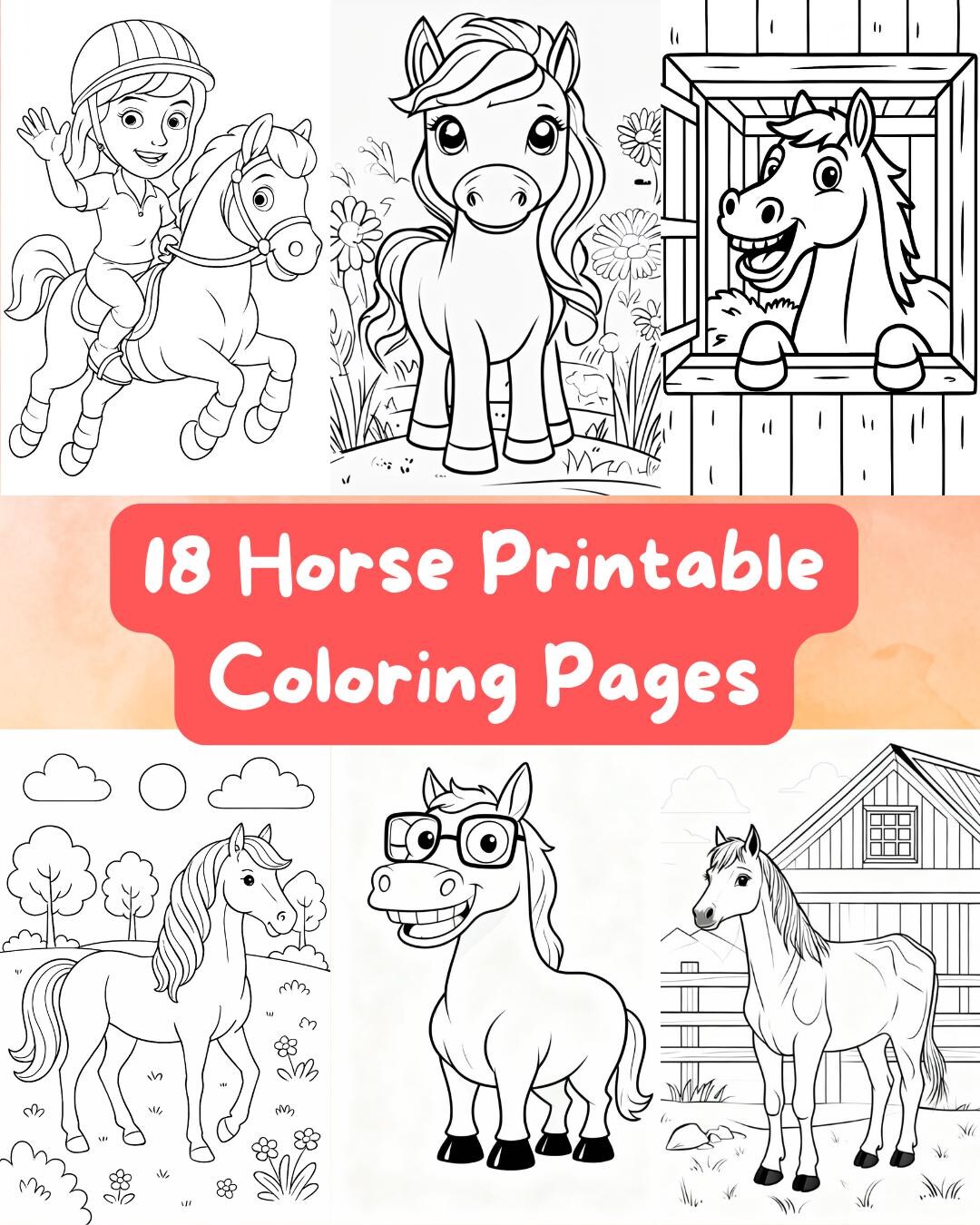 Horse Coloring Book Printable PDF | 18 Kids Coloring Pages | Equestrian ...