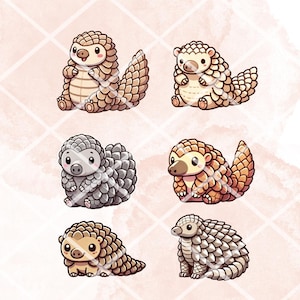 Kawaii Cute Pangolin Bundle, 21pcs PNG Clipart, Transparent Background ...