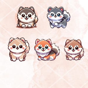 Kawaii Cute Pomsky Dog Bundle, 21pcs PNG Clipart, Transparent ...