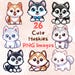 Kawaii Cute Huskies Dog Bundle, 26pcs PNG Clipart, Transparent ...