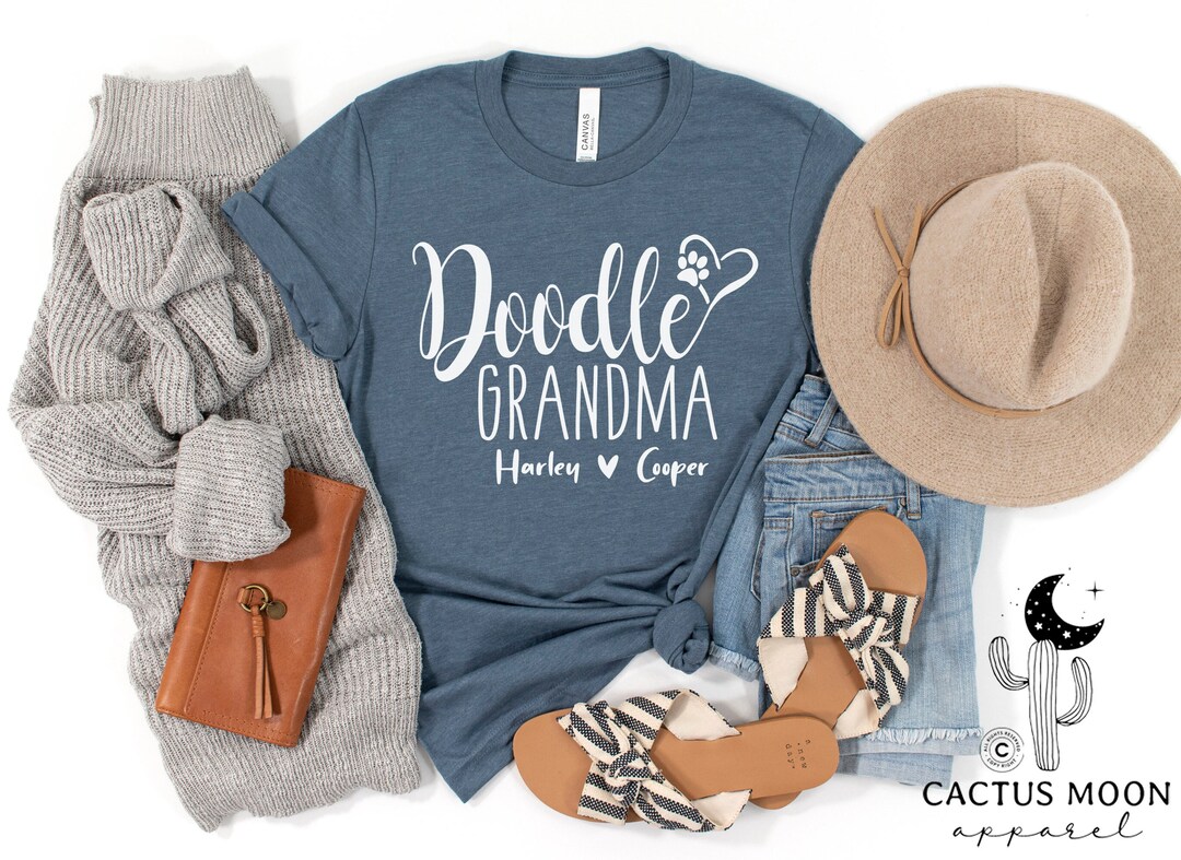 Personalized Doodle Grandma Shirt Short Sleeve, V-neck or Long Sleeve T ...
