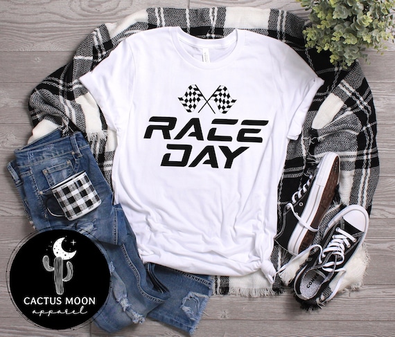 Race Day With Checkered Flags Shirt Adult Short or Long - Etsy