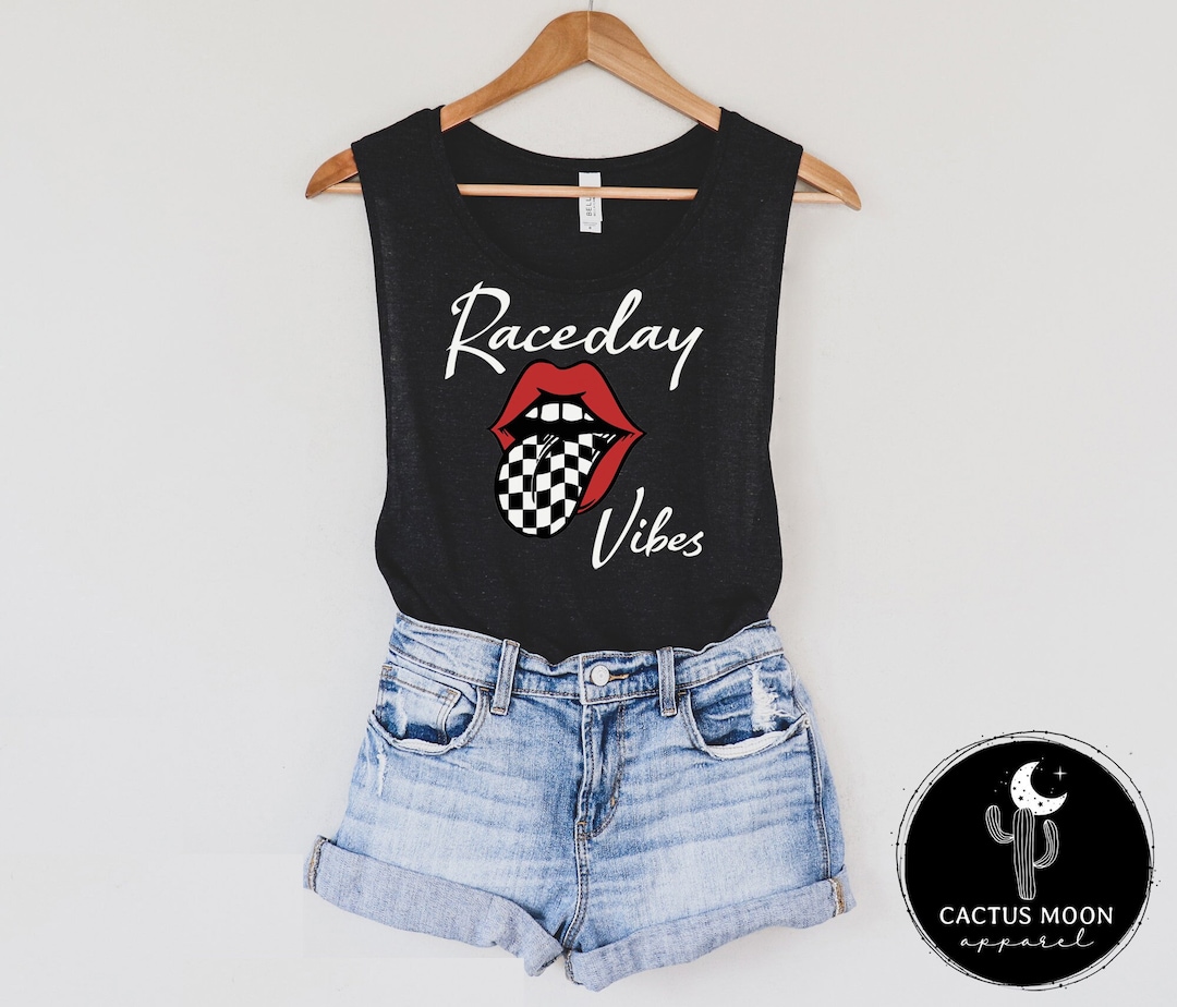 Raceday Vibes Ladies Muscle Tank or Racerback, Stock Car Dirt Bike ...