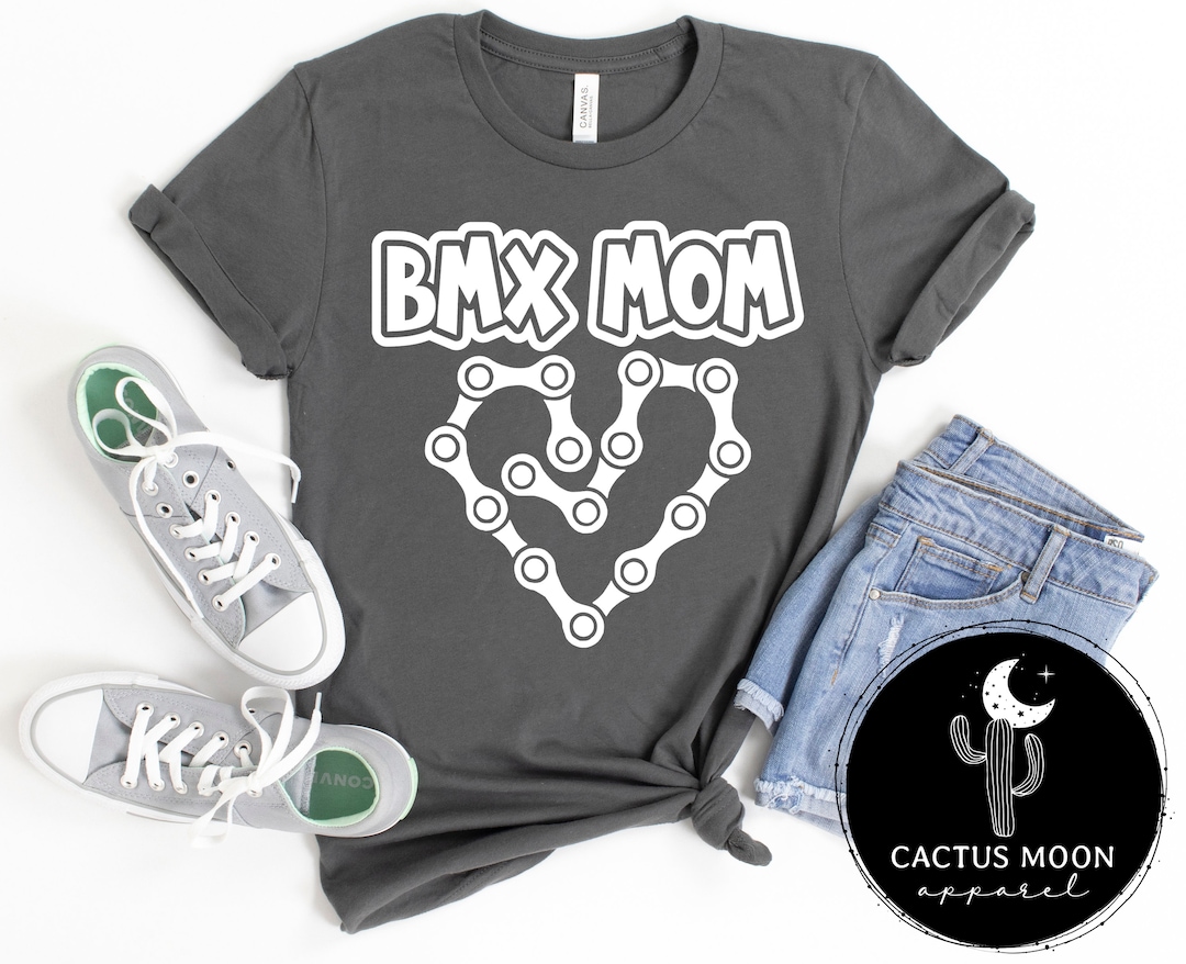 BMX Mom With Bike Chain Heart Adult Short Sleeve or Long Sleeve Shirt ...