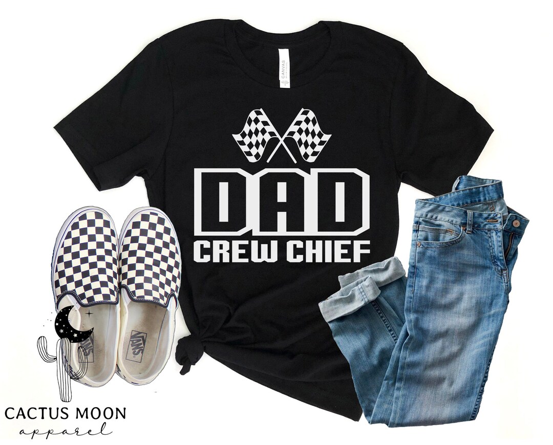 Dad Crew Chief With Crossed Checkered Flags Shirt Short Sleeve, V-neck ...