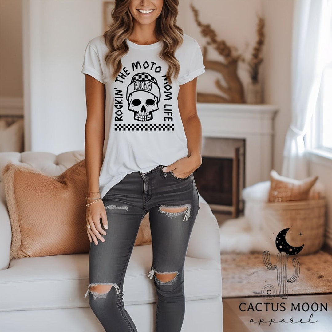 Rockin the Moto Mom Life Shirt, Unisex Short Sleeve, V-neck, Long ...