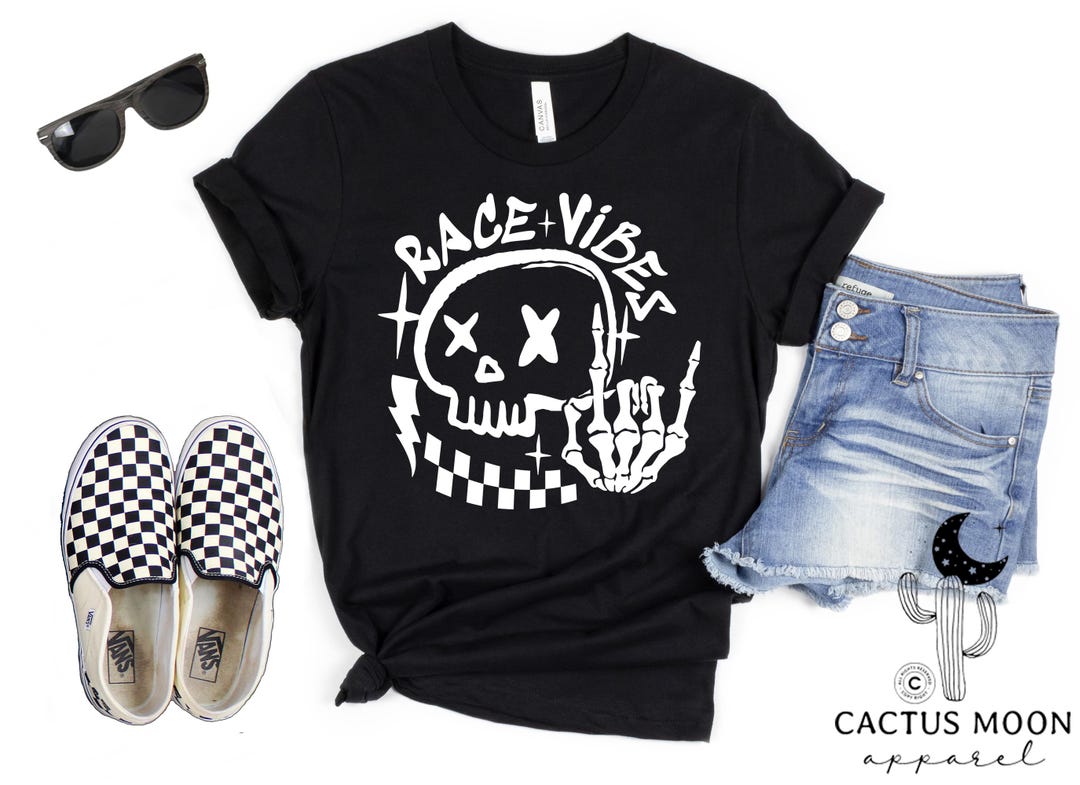 Race Vibes With Skull and Skeleton Hand Adult Unisex Jersey Short ...