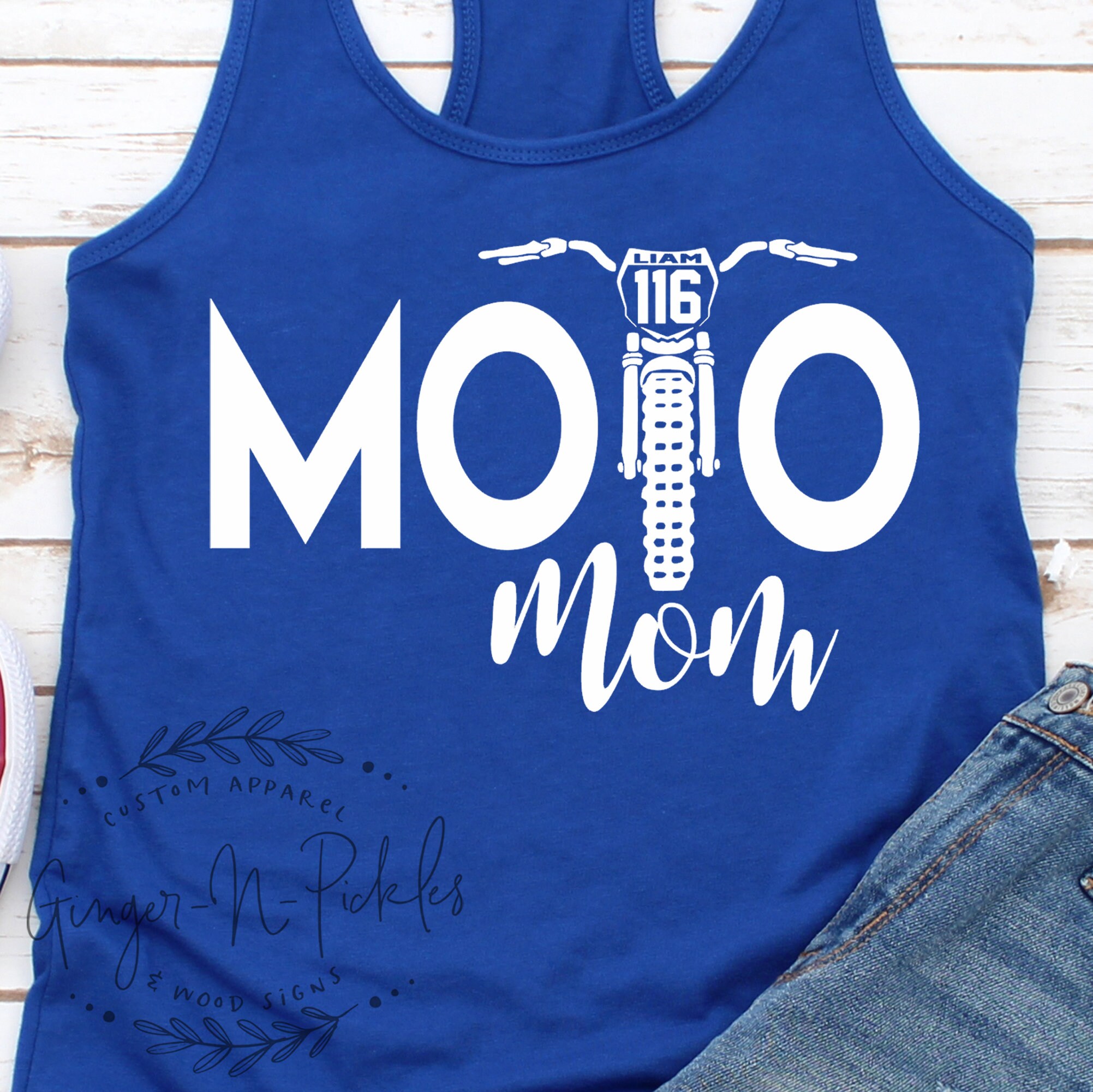 Moto Mom Personalized Dirt Bike Tank Top Scoopneck Tee or | Etsy