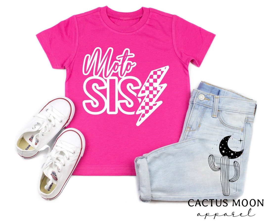 Moto Sis With Checkered Lightning Bolt Baby Bodysuit or Toddler or ...