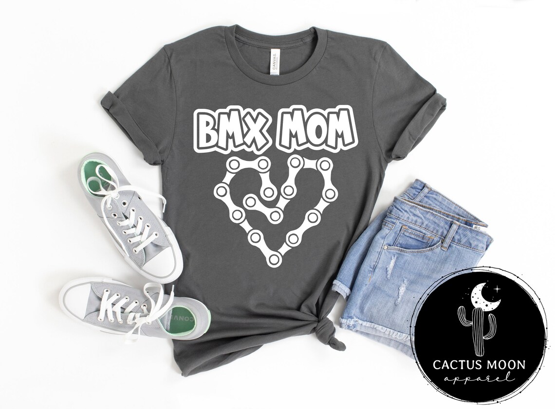 BMX Mom With Bike Chain Heart Adult Short Sleeve or Long Sleeve Shirt ...