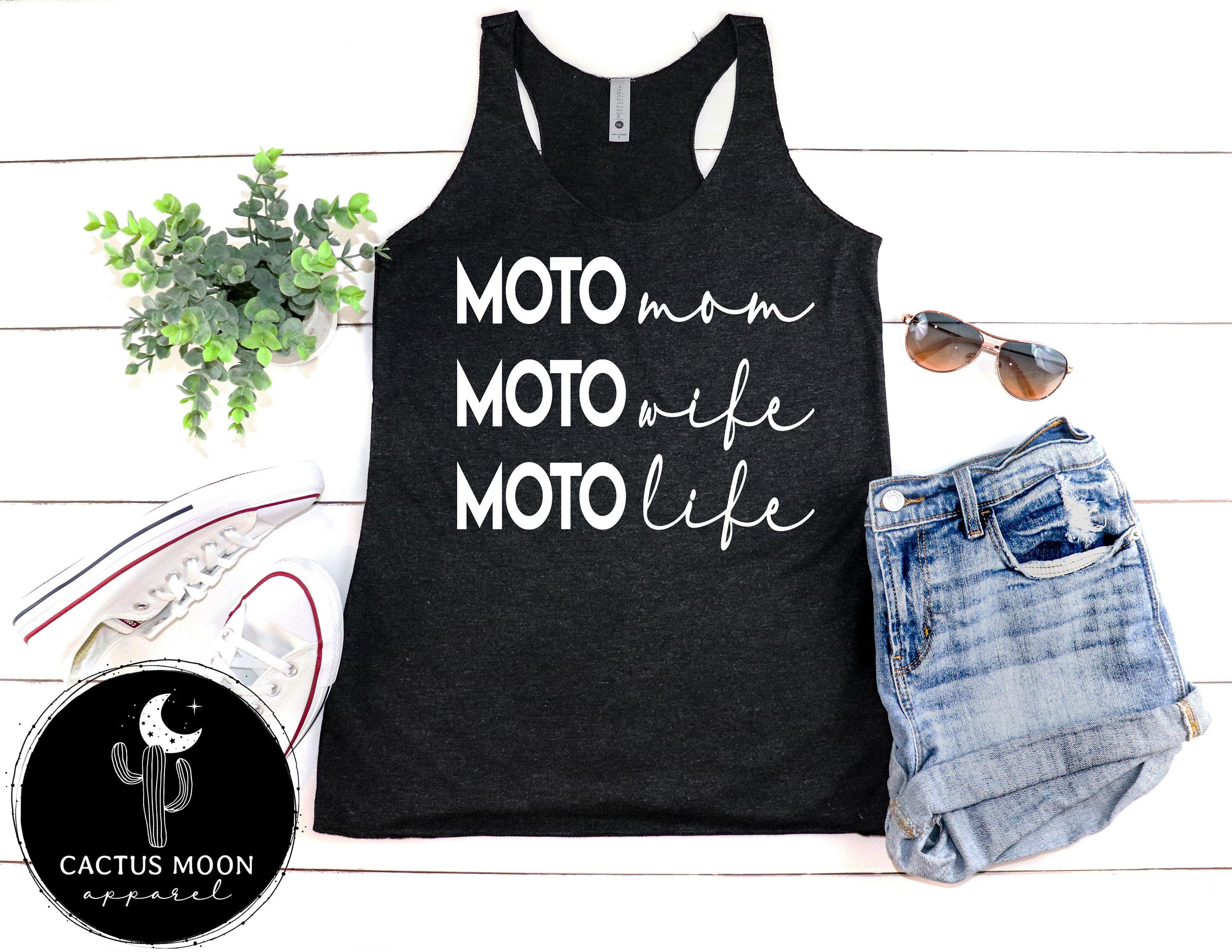 Moto Mom Moto Wife Moto Life Racerback Tank, Ladies Moto Race Day Shirt ...