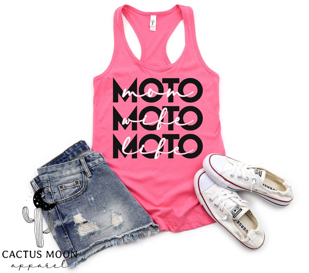 Moto Mom Moto Wife Moto Life Ladies Tank Top or Scoopneck or V-neck ...