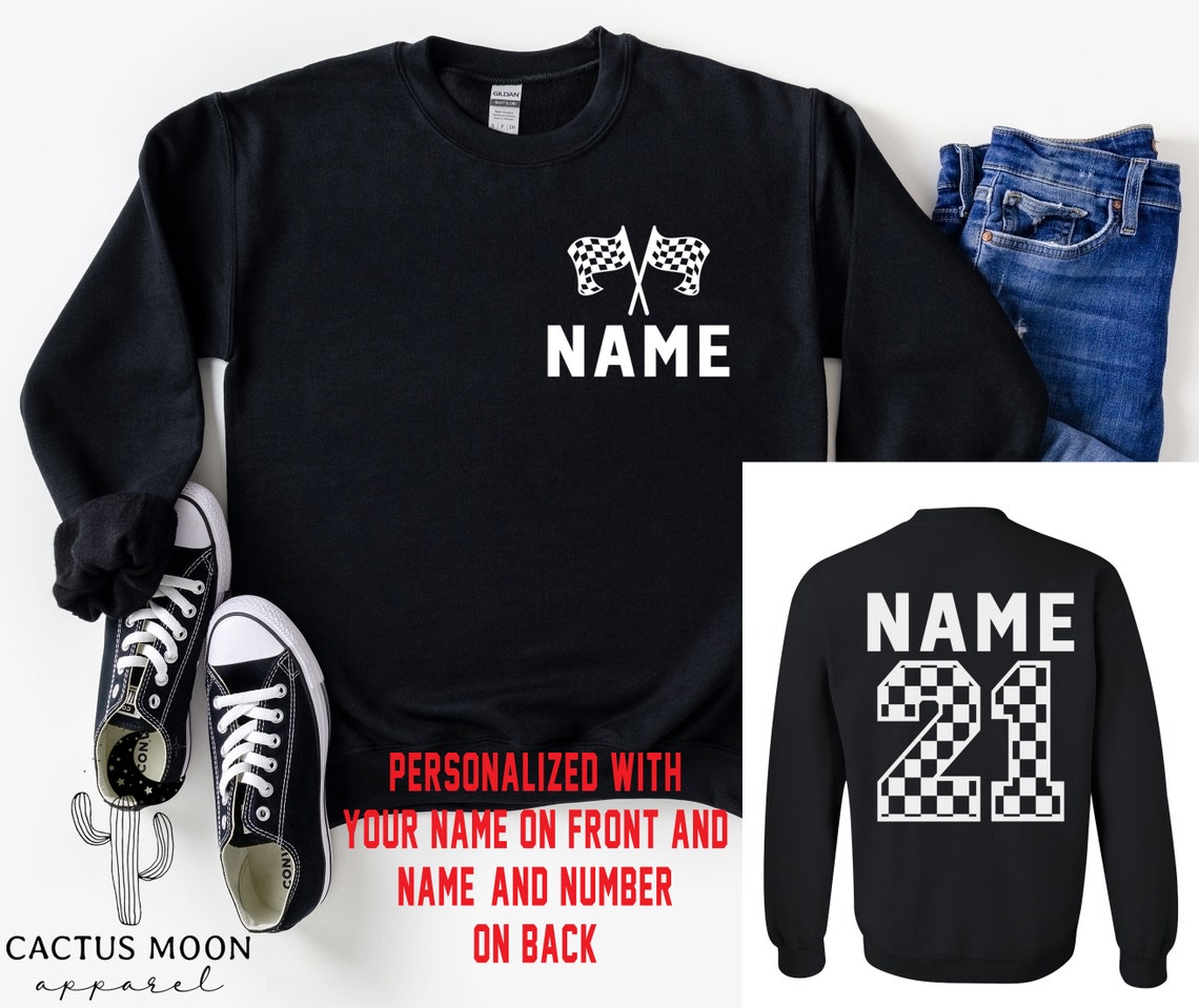 Personalized Checkered Flag Name and Number Front and Back - Etsy