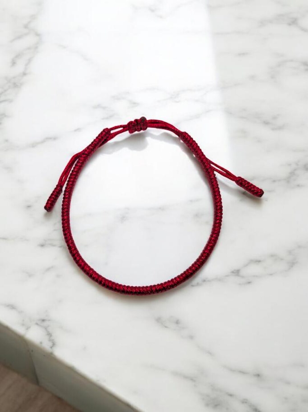 Handmade Dark Red Tibetan Buddhist Rope Knots Bracelet, Braided ...