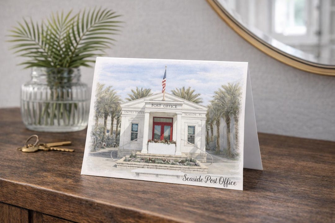 Seaside Florida Post Office Note Cards, Coastal Watercolor Art - Etsy