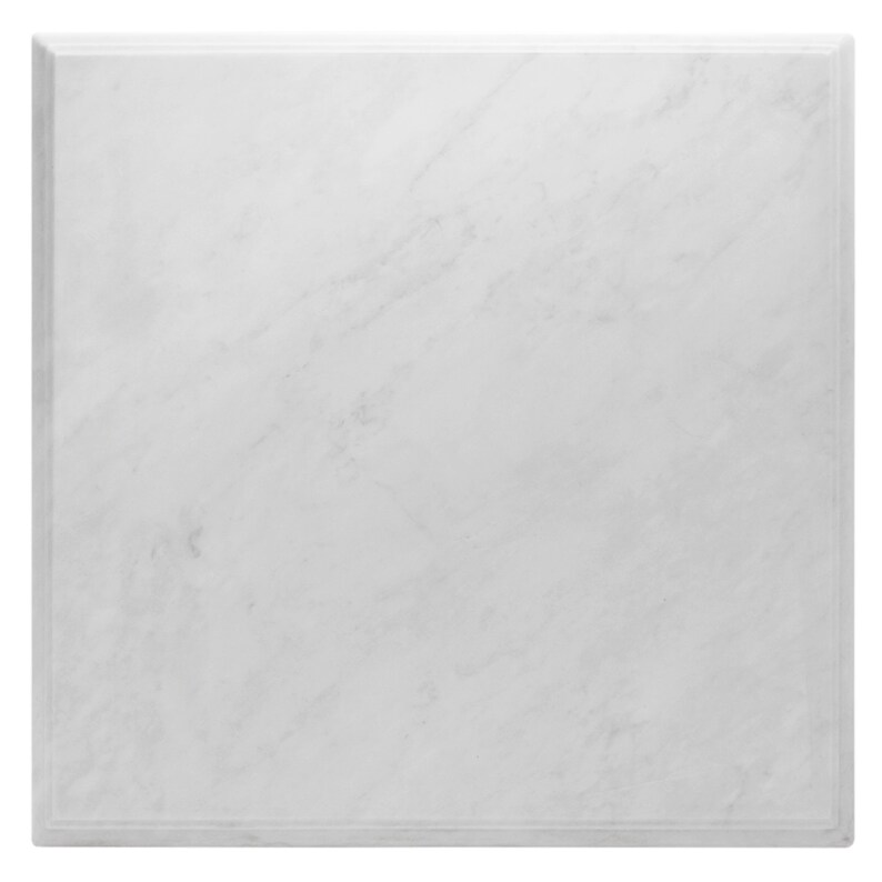 Square Coffee Table White Marble Top Lacquered Wooden Base Handmade in ...