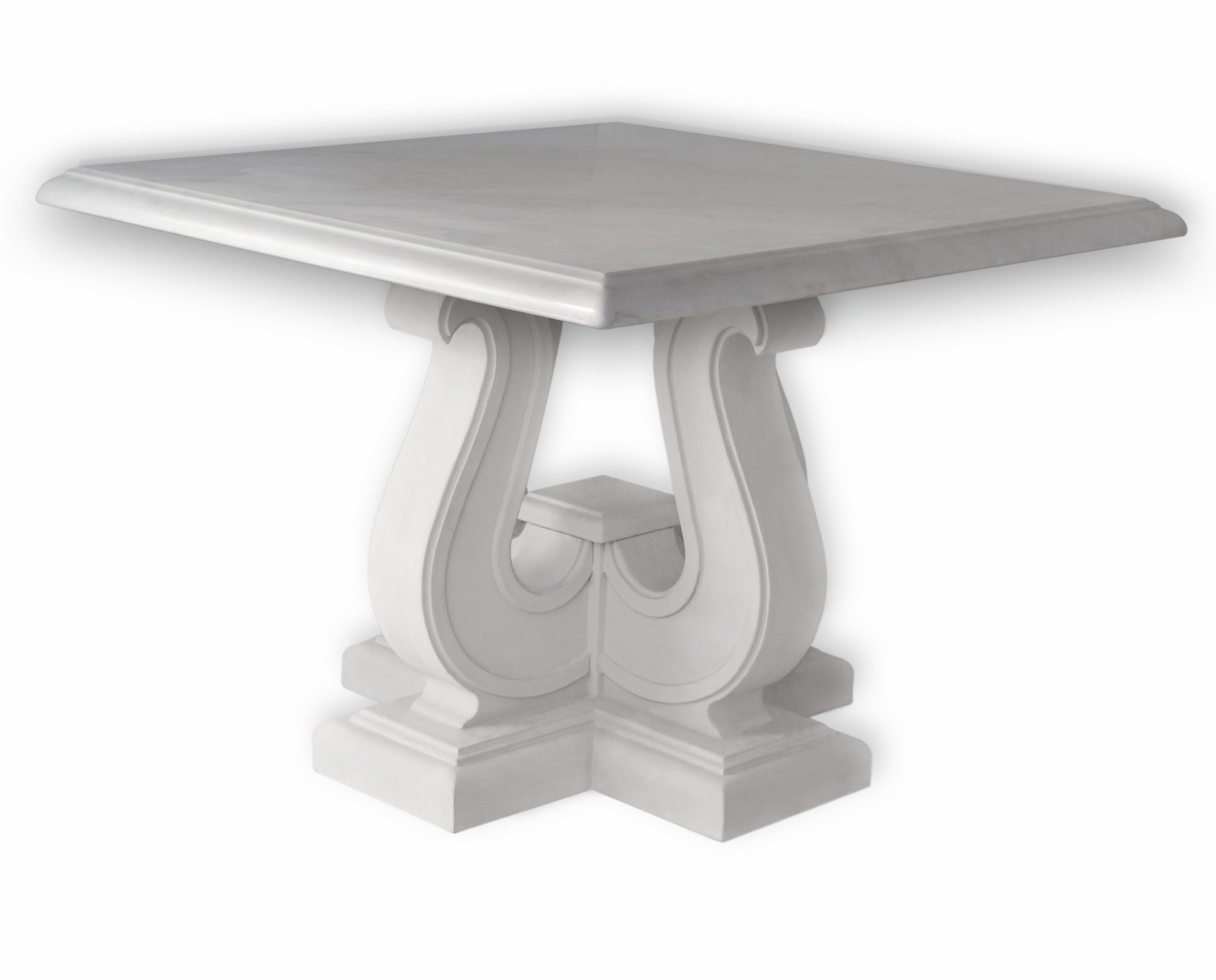 Square Coffee Table White Marble Top Lacquered Wooden Base Handmade in ...
