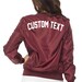 CUSTOM Text Here Maroon Burgundy Satin Long Sleeve Bomber Jacket ...