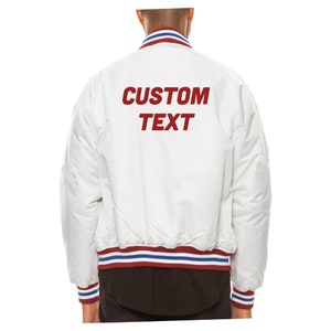 Custom Unisex White Varsity Button up Jacket, Personalized Business ...