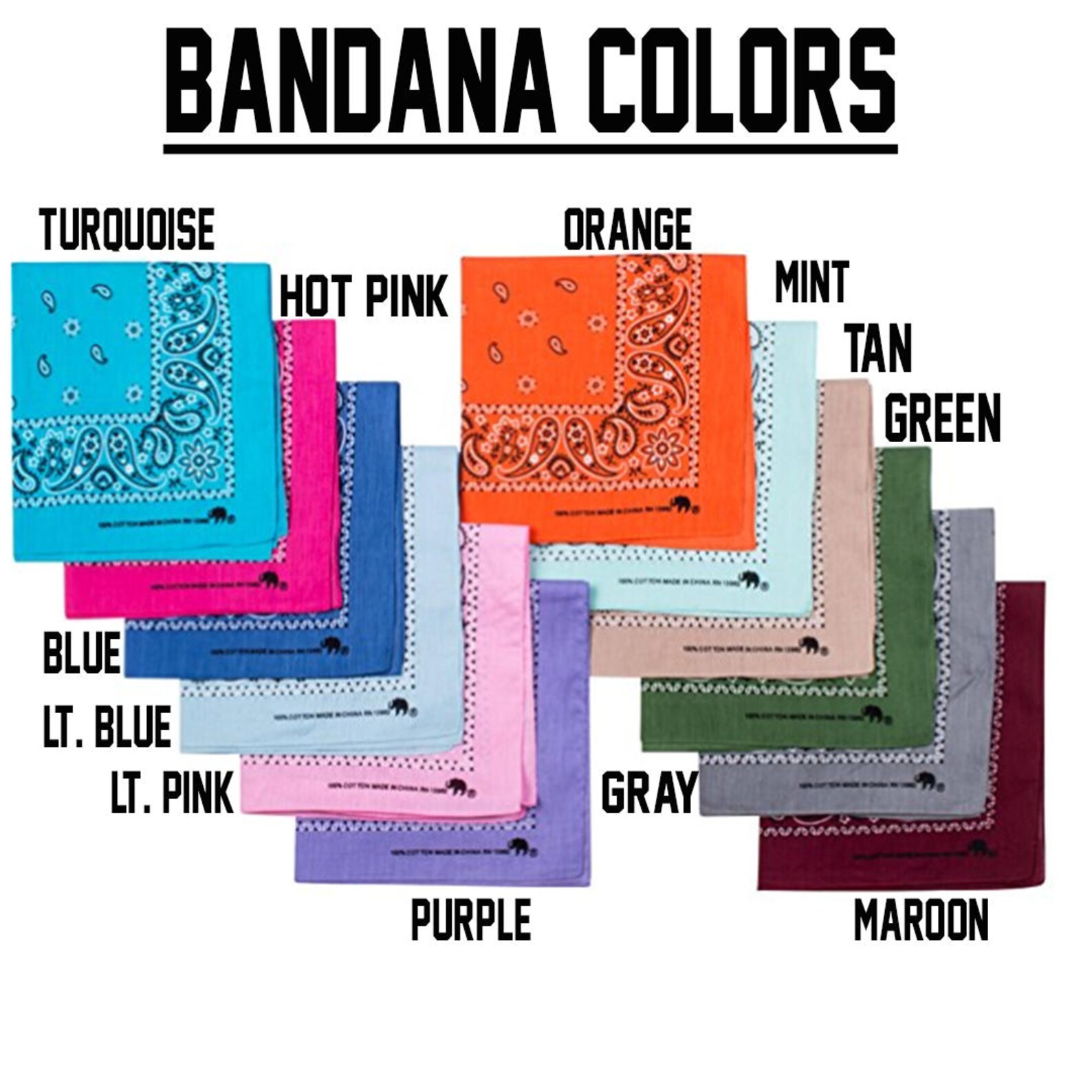 CUSTOM TEXT Any Color Paisley Bandana Neck Scarf Customize - Etsy