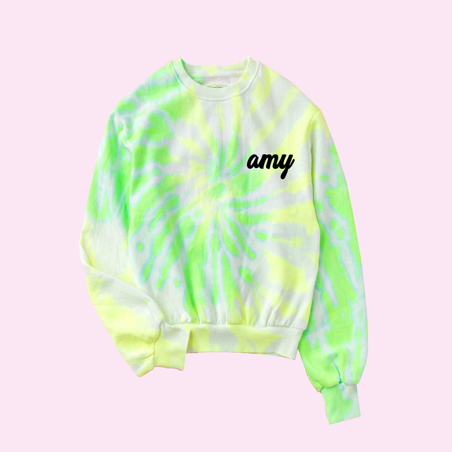 Sudadera personalizada de neón verde cropped tie dye suéter - Etsy España