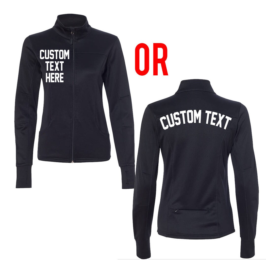 CUSTOM Women's Poly Tech Full Zip Track Jacket- Sorority or Gym Workout ...