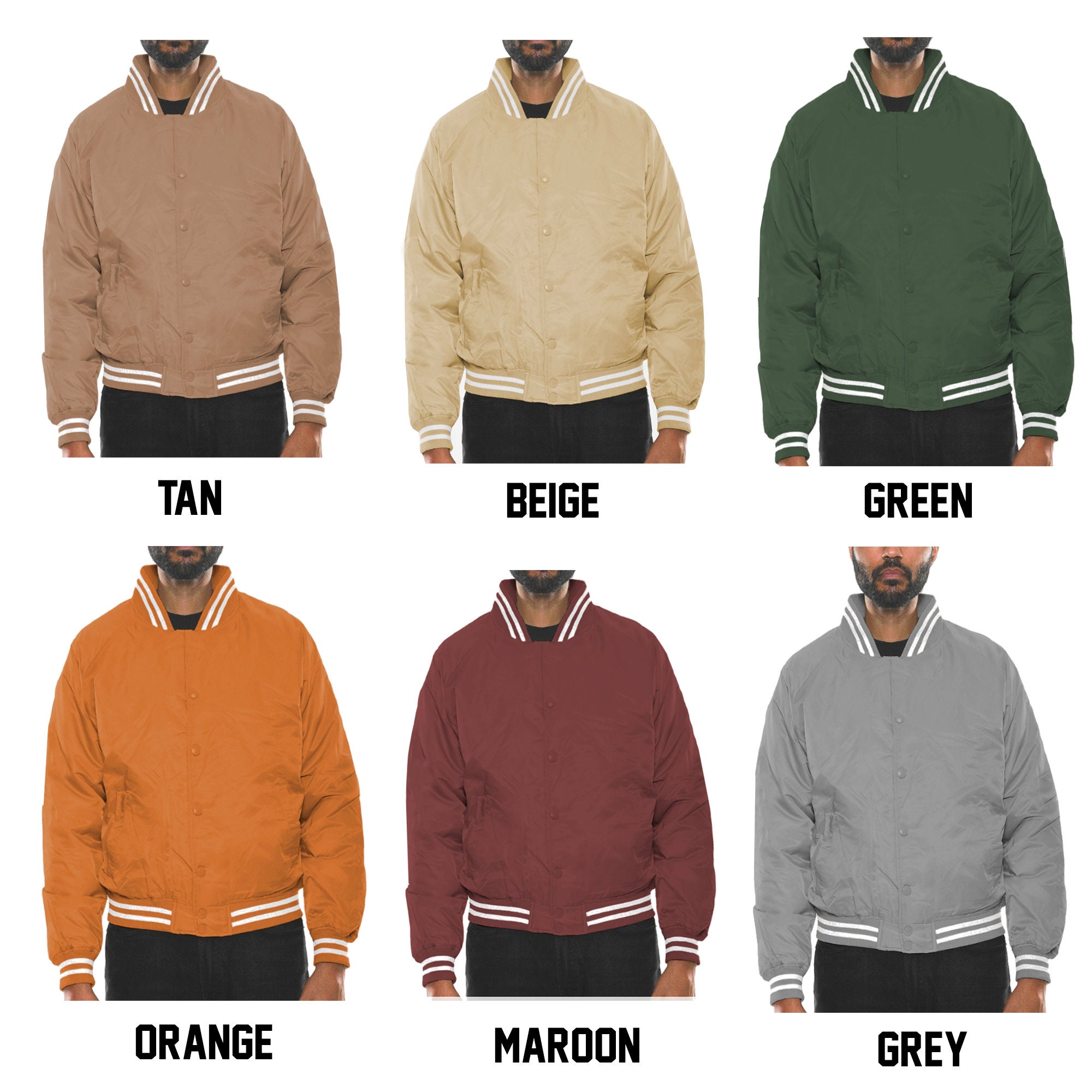 Custom Text Neutral Color Unisex Varsity Jackets, Personalized Sports ...