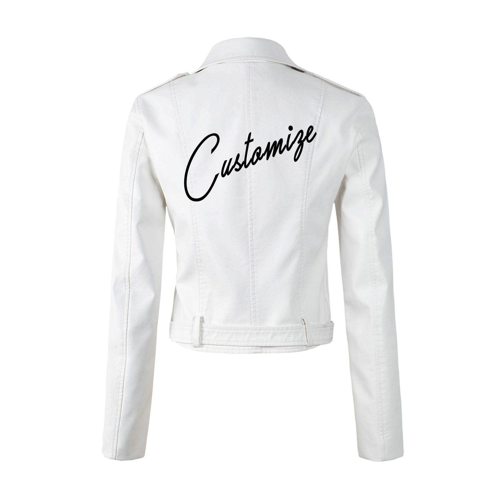 Custom Text White Faux Leather Jacket Personalized Leather | Etsy