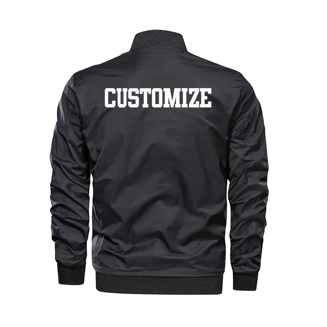 MENS CUSTOM Black Lightweight Bomber Jacket- Long Sleeve Zip up Men ...