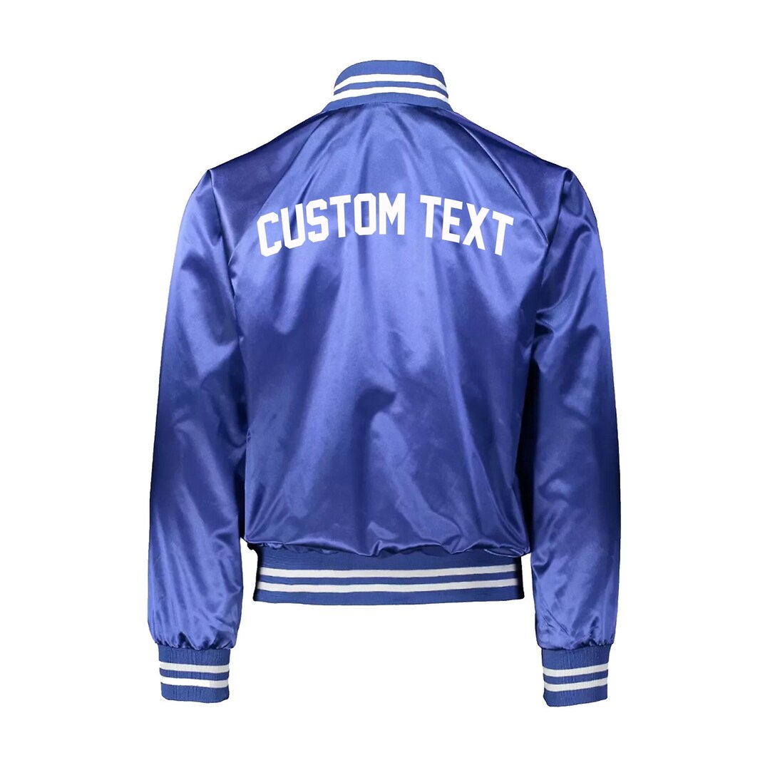 UNISEX CUSTOM Royal Blue Varsity Bomber Jacket- Long Sleeve Zip up ...