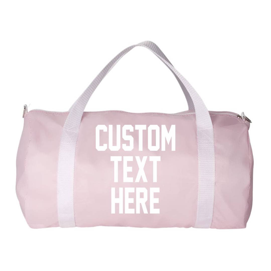Custom Text Light Baby Pink Duffel Bag With White Straps Pink - Etsy