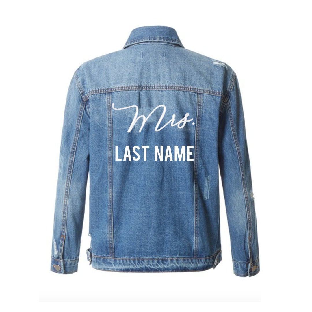 CUSTOM MRS TEXT Denim Jacket Mid-wash Vintage Inspired and - Etsy